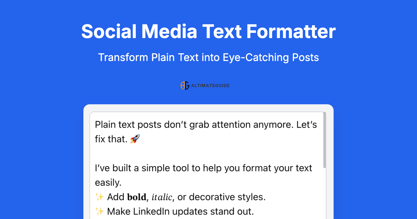 Social Media Text Formatter - AltimateGuide